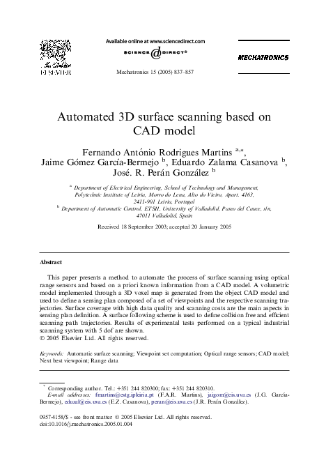 (PDF) Automated 3D surface scanning based on CAD model