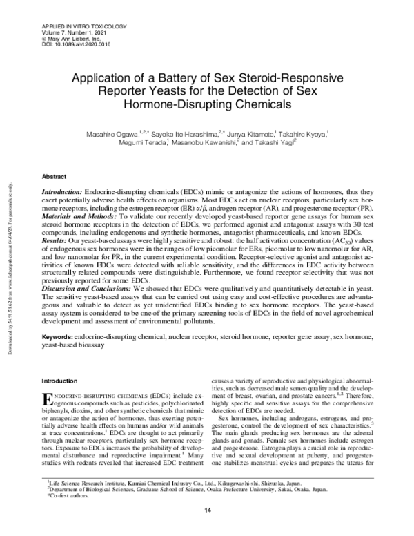 Pdf Application Of A Battery Of Sex Steroid Responsive Reporter Yeasts For The Detection Of