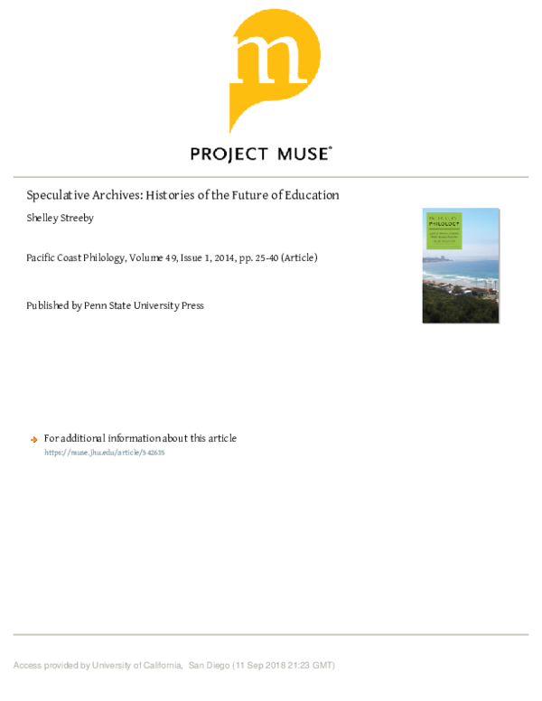 (PDF) Speculative Archives: Histories of the Future of Education