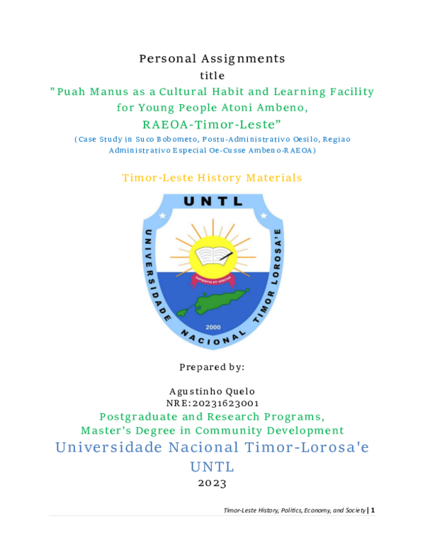 (PDF) Postgraduate and Research Programs, Master's Degree in Community ...