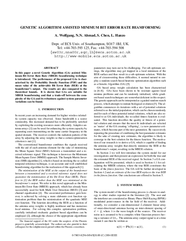 Pdf Genetic Algorithm Assisted Minimum Bit Error Rate Beamforming