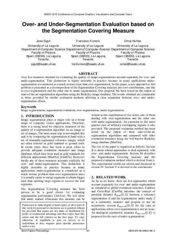 (PDF) Over- and Under-Segmentation Evaluation based on the Segmentation Covering Measure