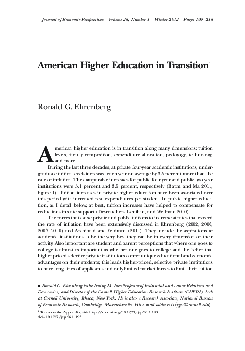(PDF) American Higher Education in Transition