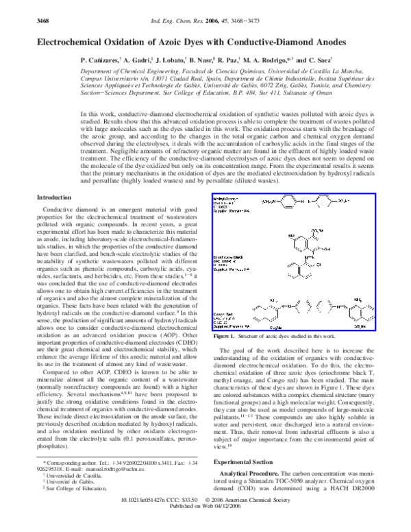 (PDF) Electrochemical Oxidation of Azoic Dyes with Conductive-Diamond ...