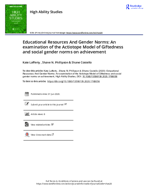 (PDF) Educational Resources And Gender Norms: An examination of the ...