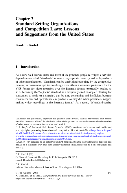 (PDF) Standard Setting Organizations and Competition Laws: Lessons and ...