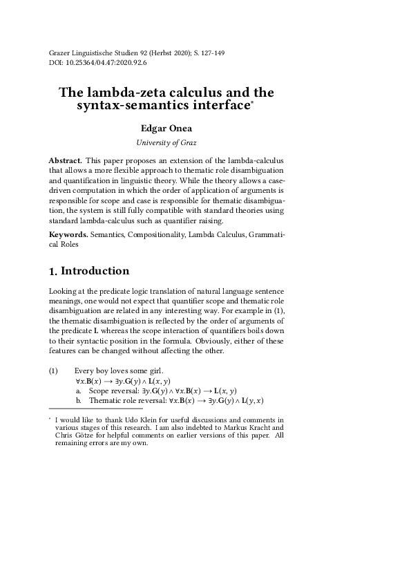 (PDF) The lambda-zeta calculus and the syntax-semantics interface