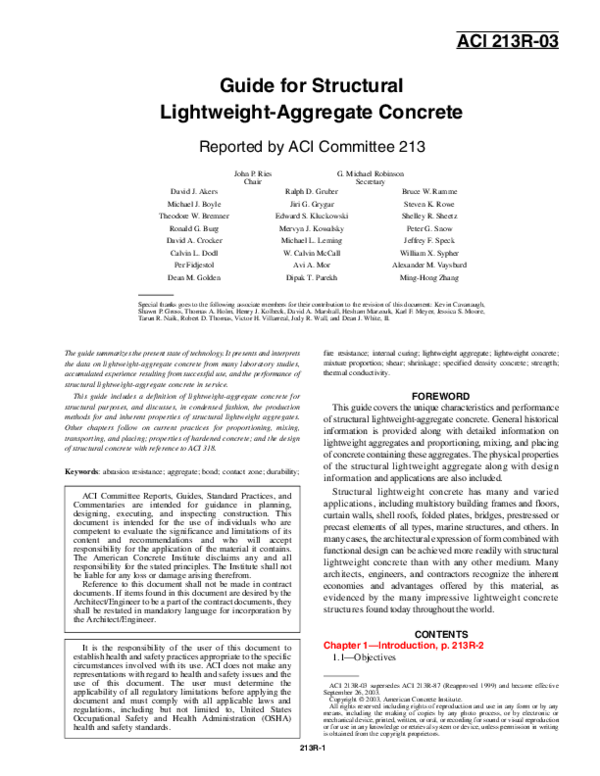 (PDF) Guide for Structural Lightweight-Aggregate Concrete ACI 213 R-03 ...