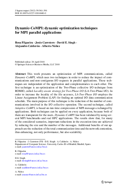 (PDF) Dynamic-CoMPI: dynamic optimization techniques for MPI parallel applications