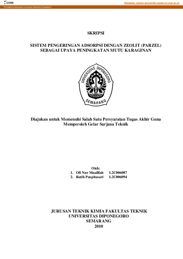 (PDF) Sistem Pengeringan Adsorpsi Dengan Zeolit (Parzel) Sebagai Upaya ...