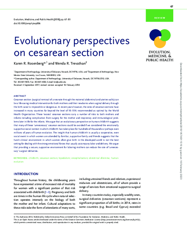 (PDF) Evolutionary perspectives on cesarean section