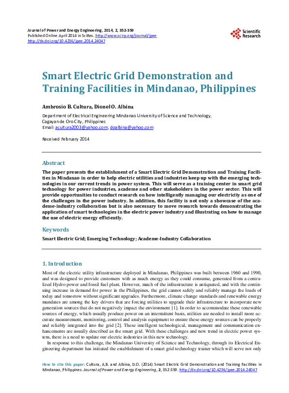 (PDF) Smart Electric Grid Demonstration and Training Facilities in ...