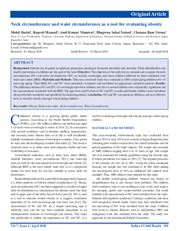 (PDF) Neck Circumference and Waist Circumference as a Tool for ...
