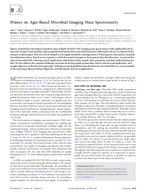 (PDF) Primer on Agar-Based Microbial Imaging Mass Spectrometry