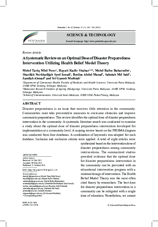 (PDF) A Systematic Review on an Optimal Dose of Disaster Preparedness ...