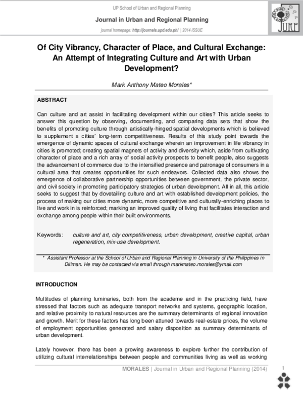 (PDF) Of City Vibrancy, Character of Place, and Cultural Exchange: An ...
