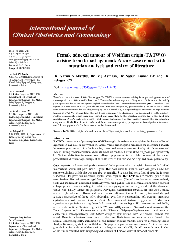 (PDF) Female adnexal tumour of Wolffian origin (FATWO) arising from ...