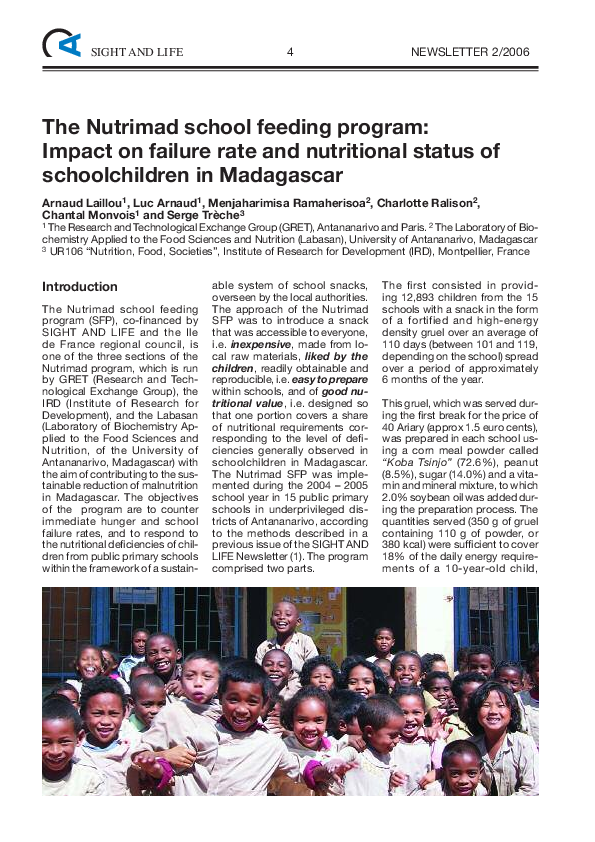 (PDF) The Nutrimad school feeding program: Impact on failure rate and nutritional status of ...