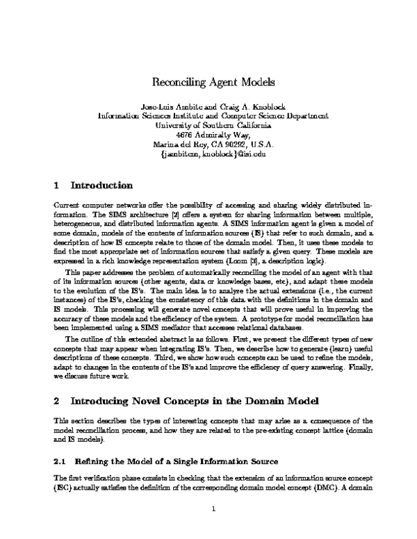 (PDF) Reconciling agent models