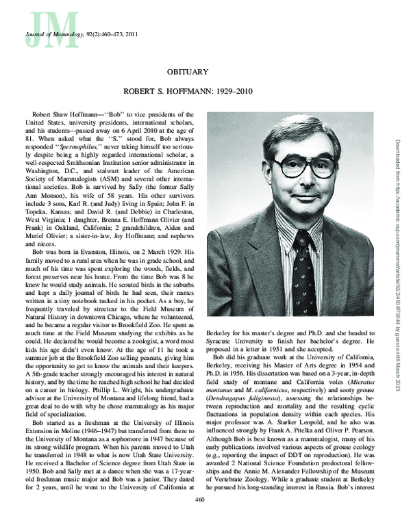 (PDF) Robert S. Hoffmann: 1929–2010