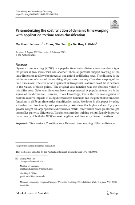 (PDF) Parameterizing the cost function of dynamic time warping with ...