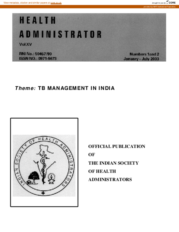 (PDF) Tuberculosis Control Strategies: Challenges to Health Management ...