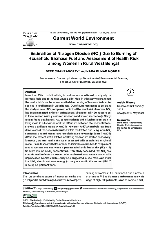 (PDF) Estimation of Nitrogen Dioxide (NO2) due to Burning of Household ...