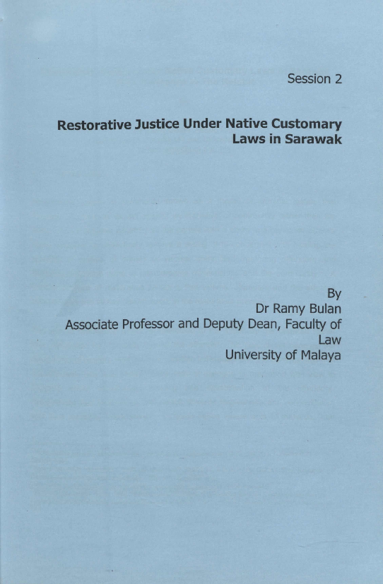 (PDF) Restorative Justice under The Native Customary Laws in Sarawak ...
