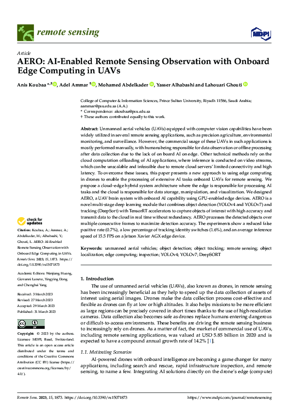 Pdf Aero Ai Enabled Remote Sensing Observation With Onboard Edge