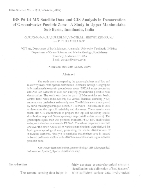 (PDF) IRS P6 L4 MX Satellite Data and GIS Analysis in Demarcation of ...