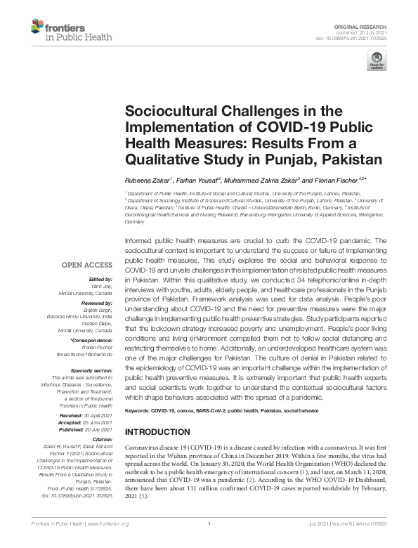 (PDF) Sociocultural Challenges in the Implementation of COVID-19 Public ...