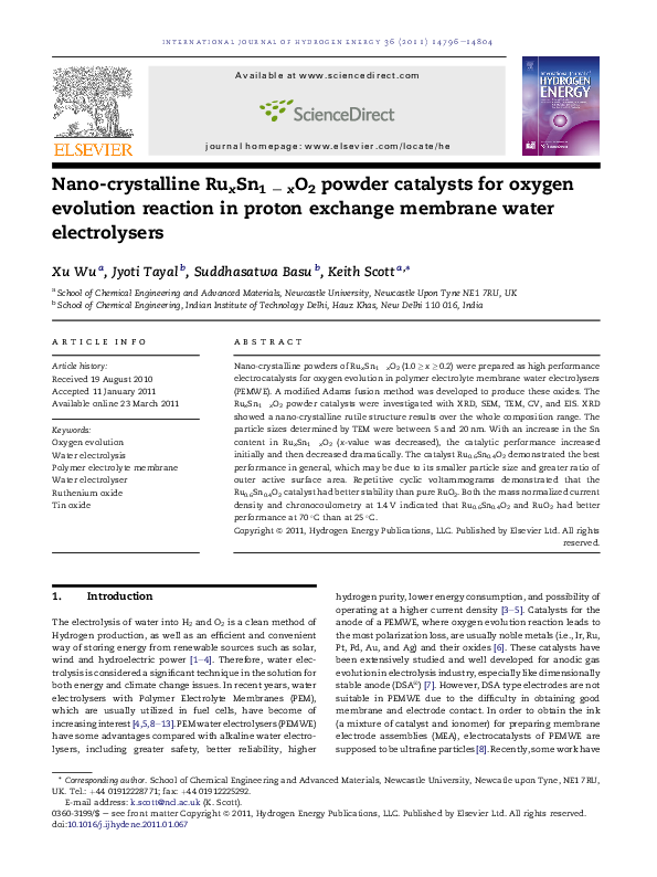 (PDF) Nano-crystalline Ru Sn1−O2 powder catalysts for oxygen evolution ...