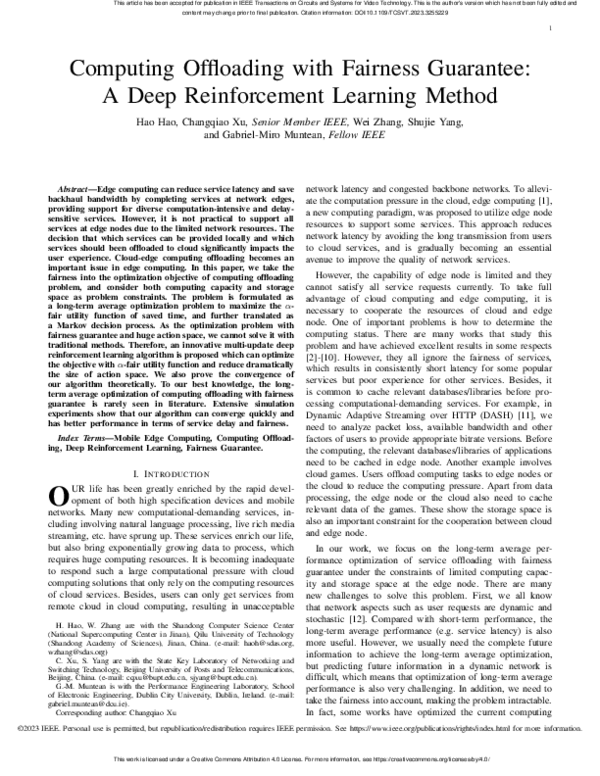 (PDF) Computing Offloading with Fairness Guarantee: A Deep Reinforcement Learning Method