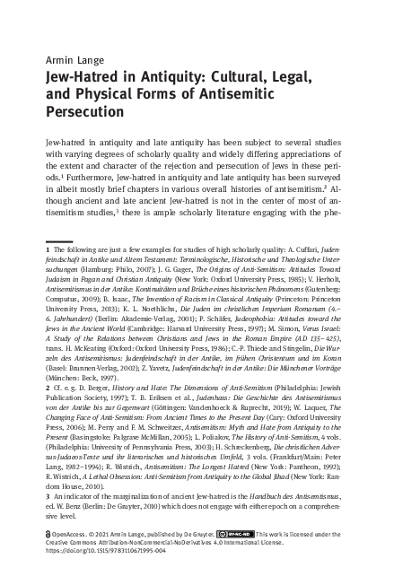(PDF) Jew-Hatred in Antiquity: Cultural, Legal, and Physical Forms of ...