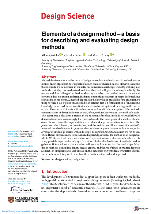 (PDF) Elements of a design method - a basis for describing and ...