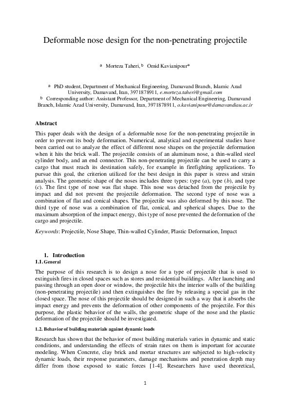 (PDF) Deformable nose design for the non-penetrating projectile