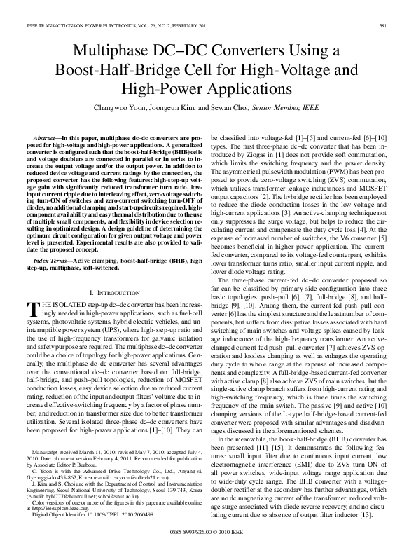 (PDF) Multiphase DC–DC Converters Using a Boost-Half-Bridge Cell for ...