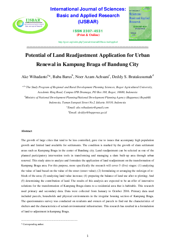 (PDF) Potential of Land Readjustment Application for Urban Renewal in ...