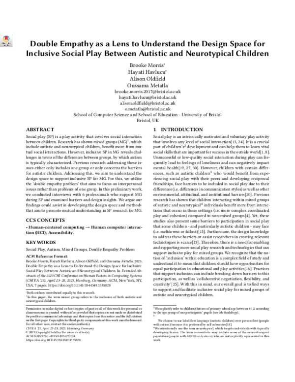 (PDF) Double Empathy as a Lens to Understand the Design Space for ...