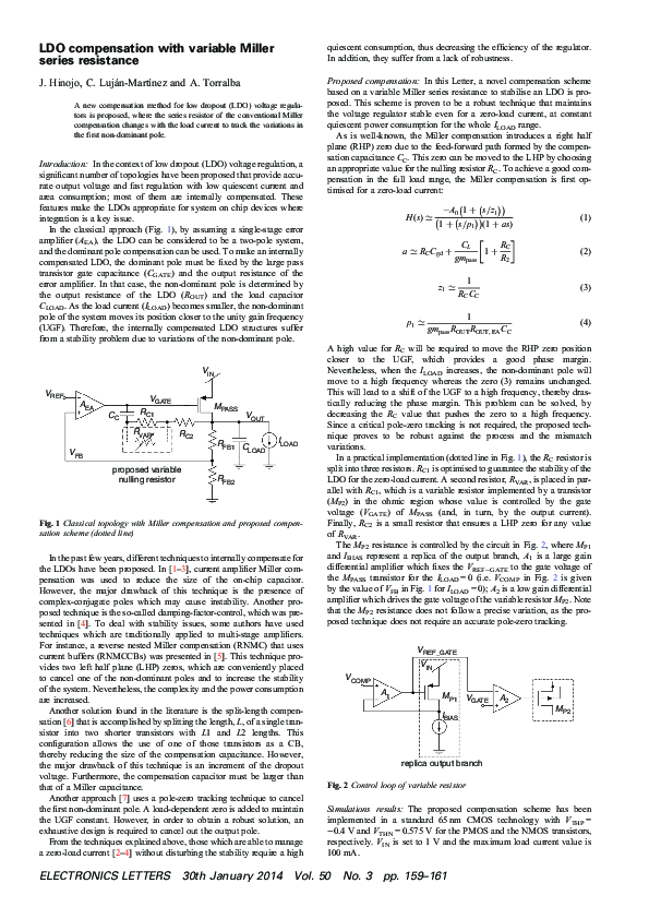 (PDF) LDO compensation with variable Miller series resistance