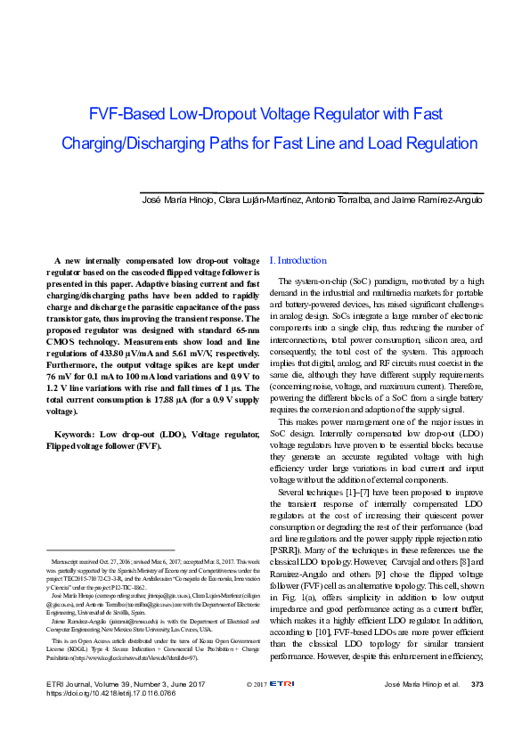(PDF) FVF-Based Low-Dropout Voltage Regulator with Fast Charging ...