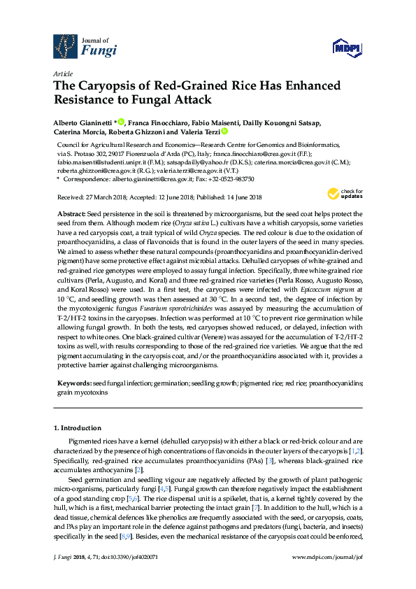 (PDF) The Caryopsis of Red-Grained Rice Has Enhanced Resistance to ...