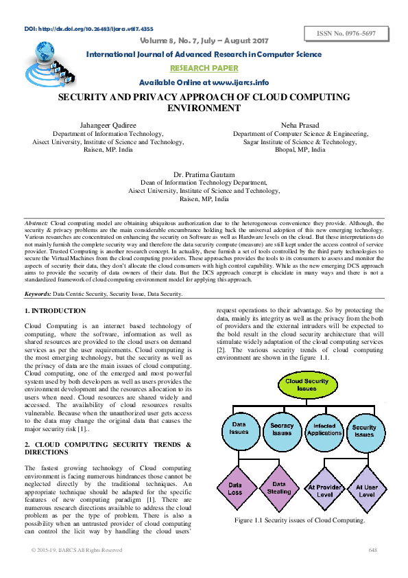 (PDF) Security and Privacy Approach of Cloud Computing Environment