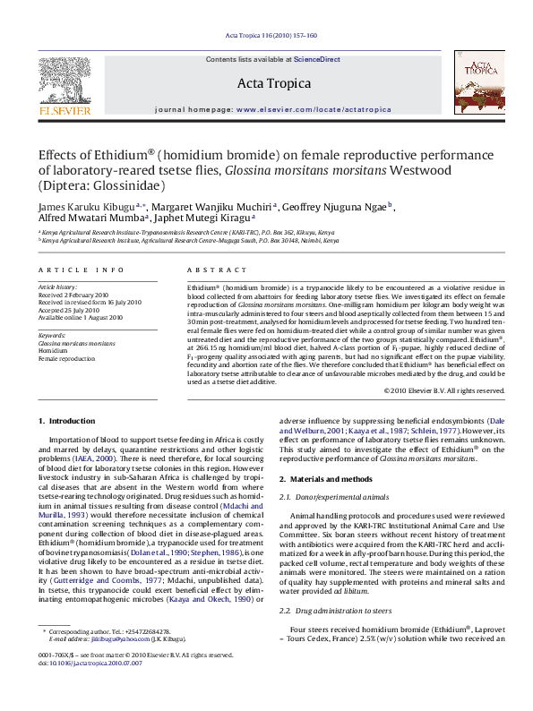 (PDF) Effects of Ethidium® (homidium bromide) on female reproductive ...
