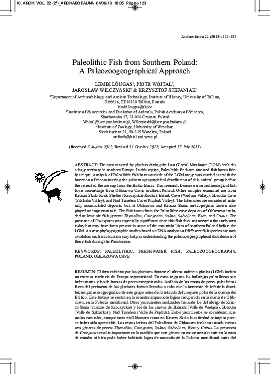 (PDF) Paleolithic Fish from Southern Poland: A Paleozoogeographical ...