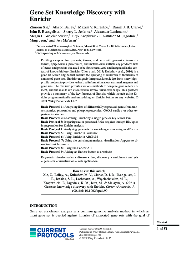 (PDF) Gene Set Knowledge Discovery with Enrichr