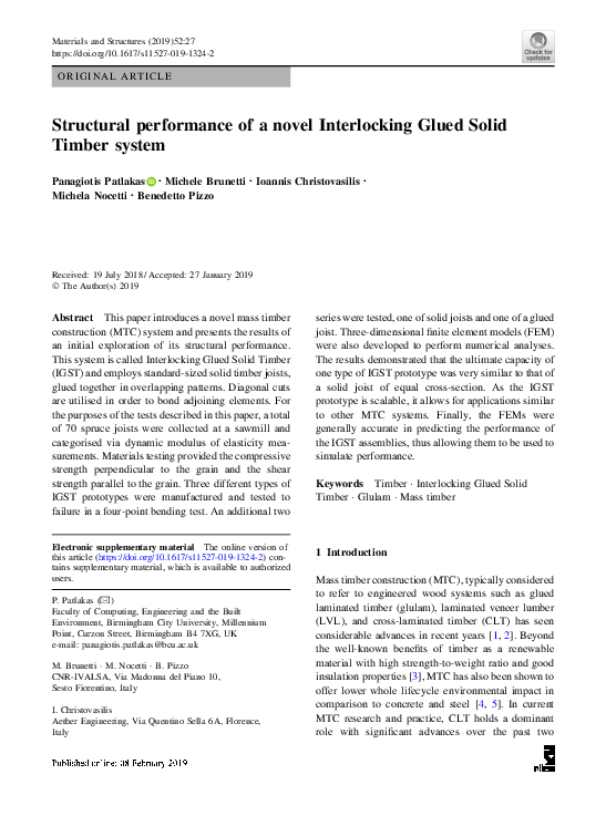 (PDF) Structural performance of a novel Interlocking Glued Solid Timber ...