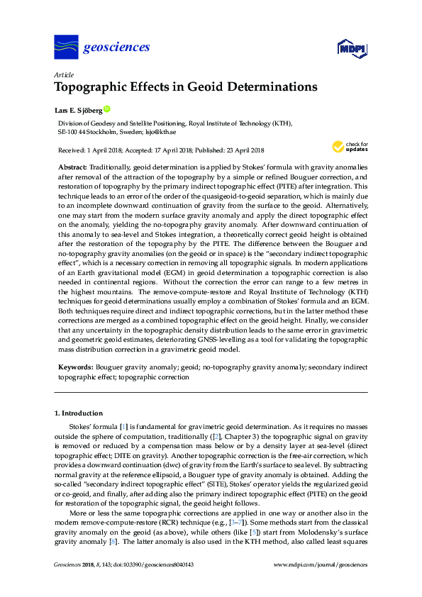 (PDF) Topographic Effects in Geoid Determinations