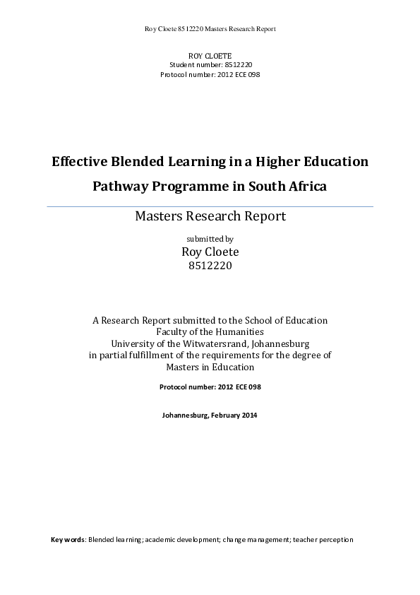 (PDF) Effective blended learning in a higher education pathway ...