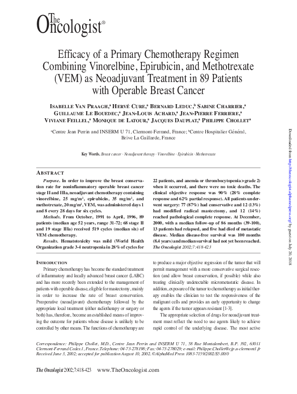 (PDF) Efficacy of a Primary Chemotherapy Regimen Combining Vinorelbine ...